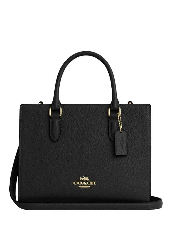 COACH Maggie Small Tote Bag - Pebbled Leather/gold/black