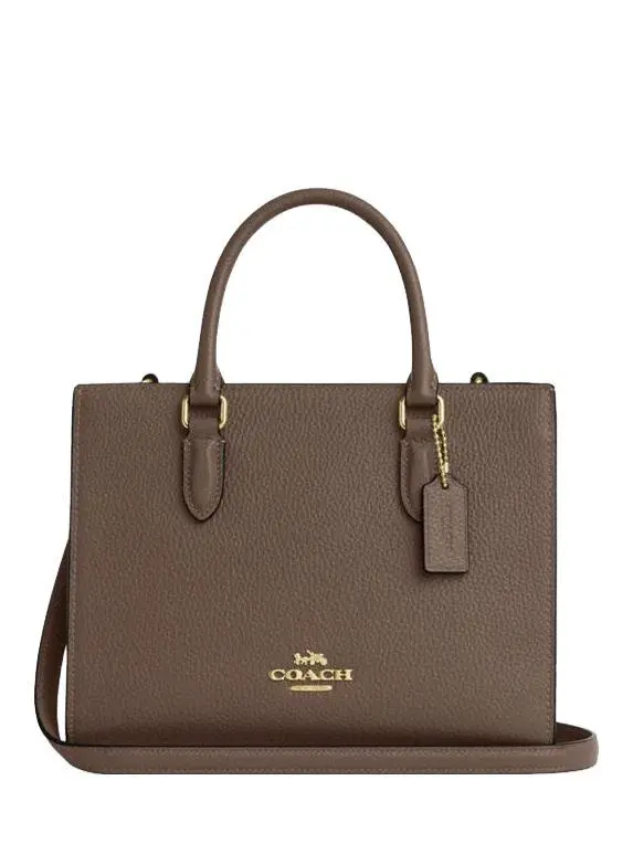 COACH Maggie Small Tote Bag - Pebbled Leather/gold/dark Stone
