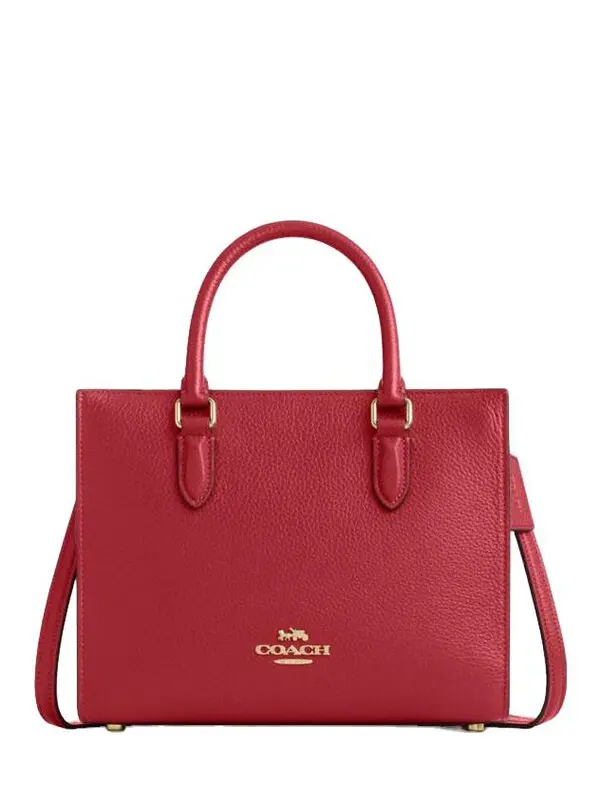 COACH® Maggie Small Tote Bag - Pebbled Leather/gold/true Red