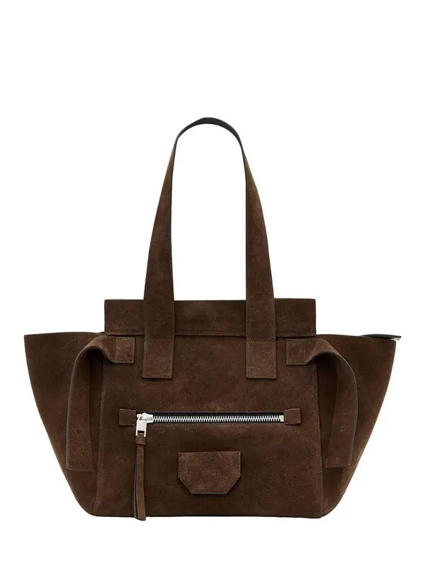 ALLSAINTS Perez Suede Tote - Fango Brown
