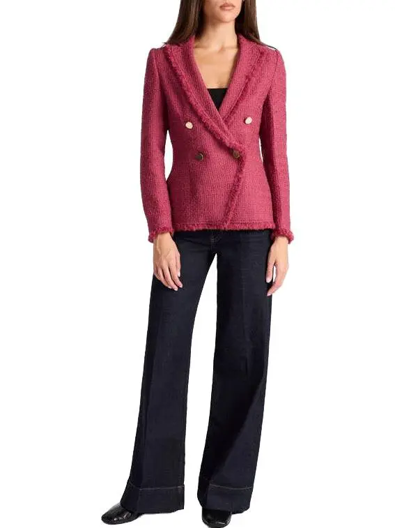 Santorelli Alaia Double-breasted Tweed Jacket - Crushed Berry