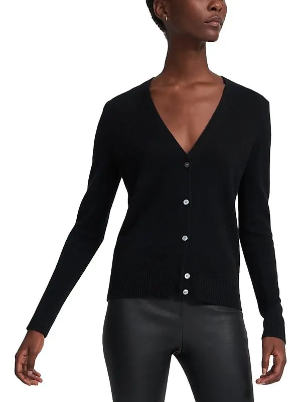 Theory Feather Cashmere V-neck Cardigan - Black