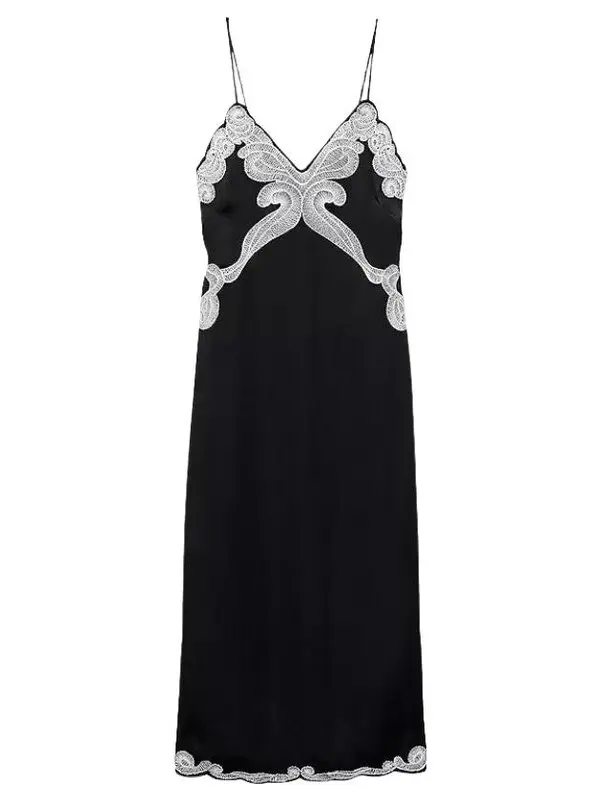 Rag & Bone Ann Embellished Slip Midi Dress - Black