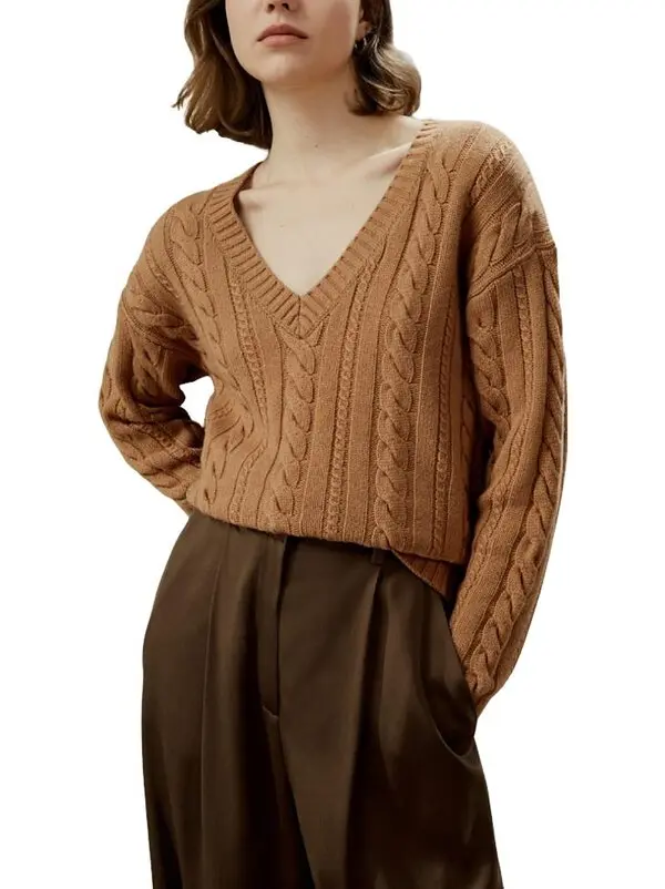 Lilysilk Cable-knit Wool-cashmere Blend Sweater - Toffee