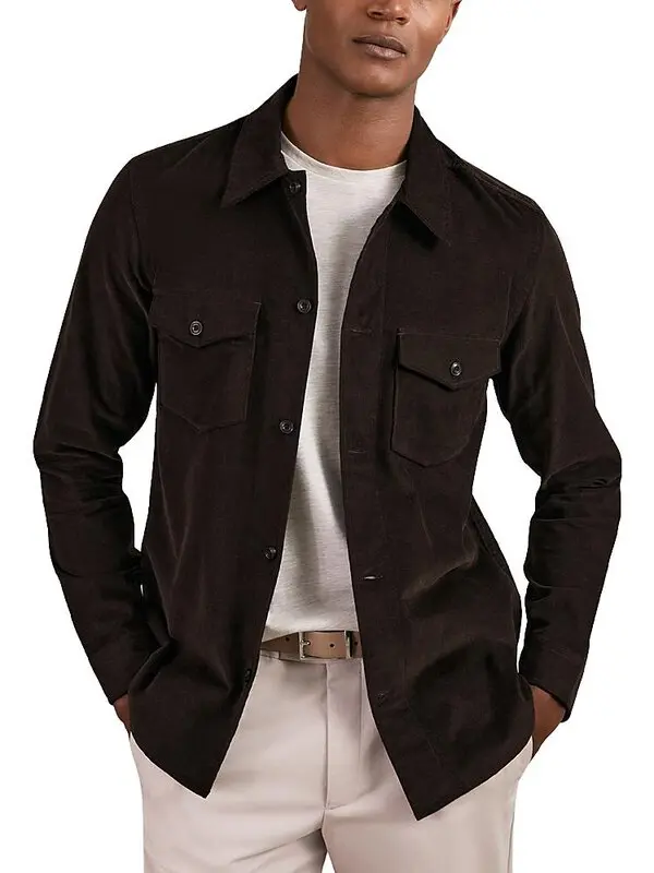 REISS Kai Twin Pocket Overshirt - Brown