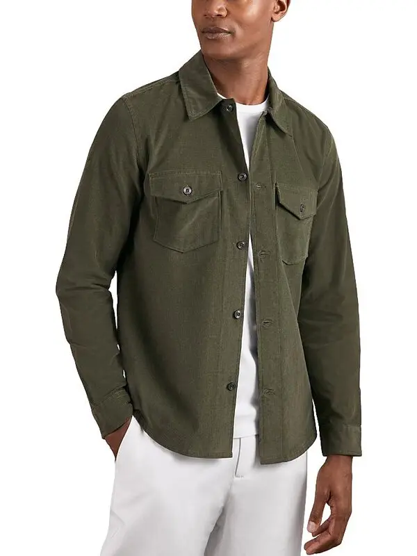 REISS Kai Twin Pocket Overshirt - Khaki Green