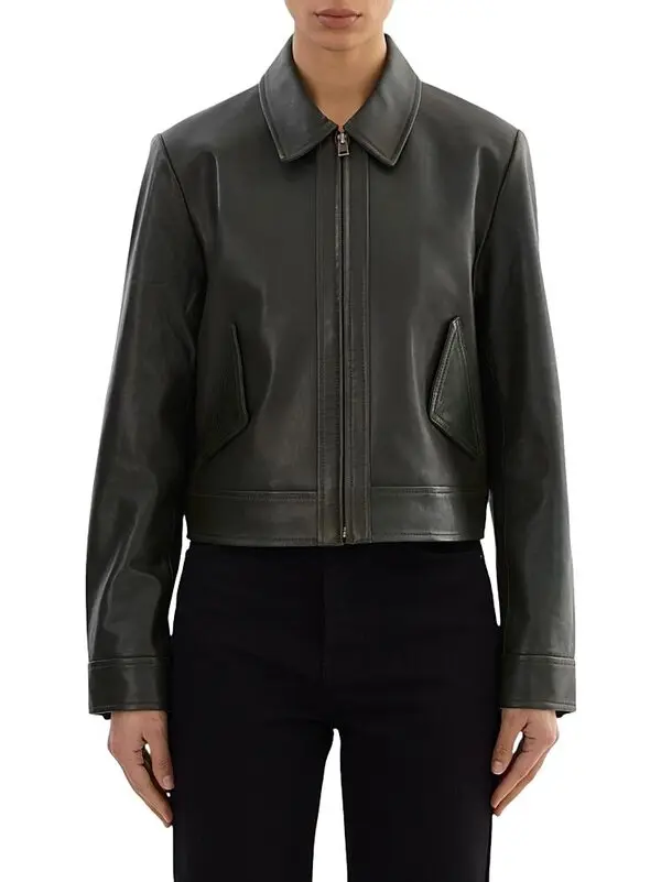 LAMARQUE Tess Leather Jacket - Dark Olive