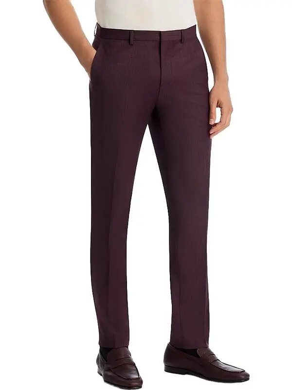 Hugo Hesten Extra Slim Fit Tic Weave Suit Pants - Dark Red