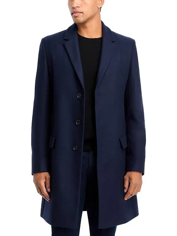 Hugo Migor Wool & Cashmere Extra Slim Fit Topcoat - Dark Blue