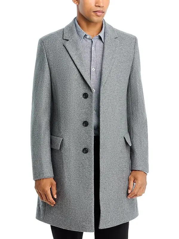 Hugo Migor Wool & Cashmere Extra Slim Fit Topcoat - Light Grey