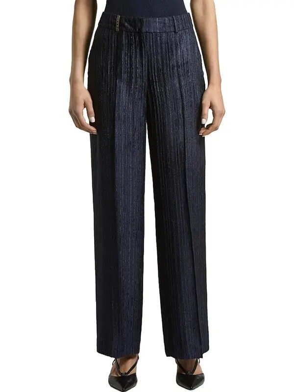 Peserico Burnout Stripe Wide Leg Trousers - Blue Starr