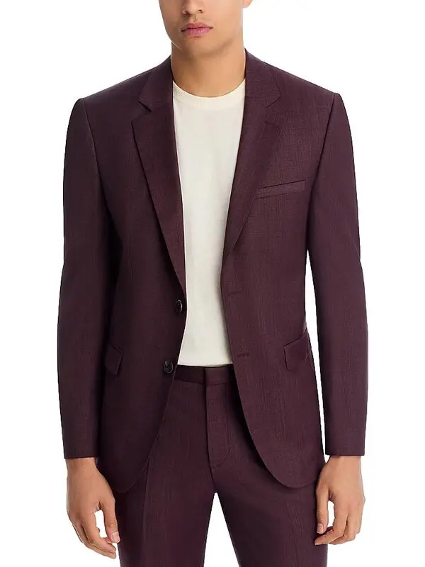 Hugo Arti Extra Slim Fit Tic Weave Suit Jacket - Dark Red
