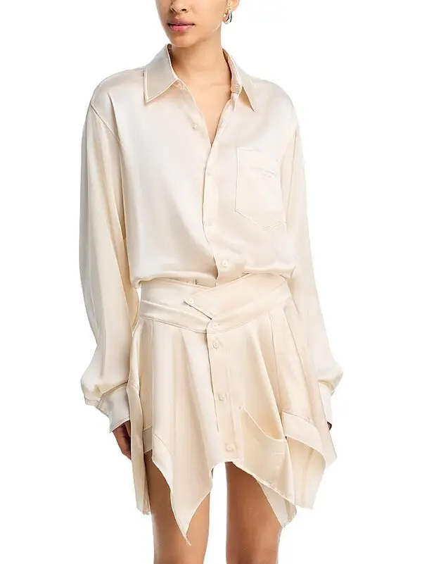 Alexander Wang Silk Cut Off Double Shirt Dress - Ivory