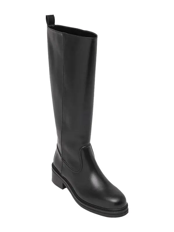 Maje Leather Riding Boots - Black