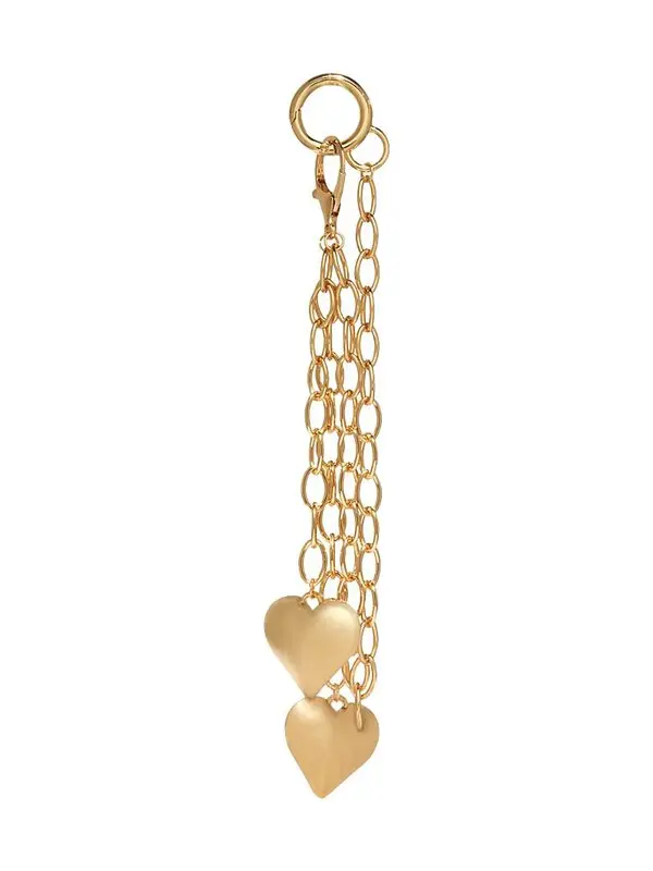 Aqua Heart Chain Bag Charm - Gold