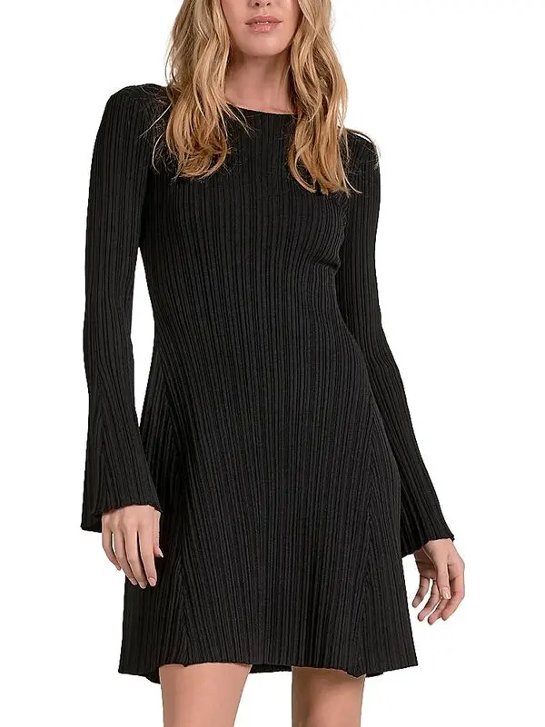 Elan Ribbed Knit Mini Dress - Black