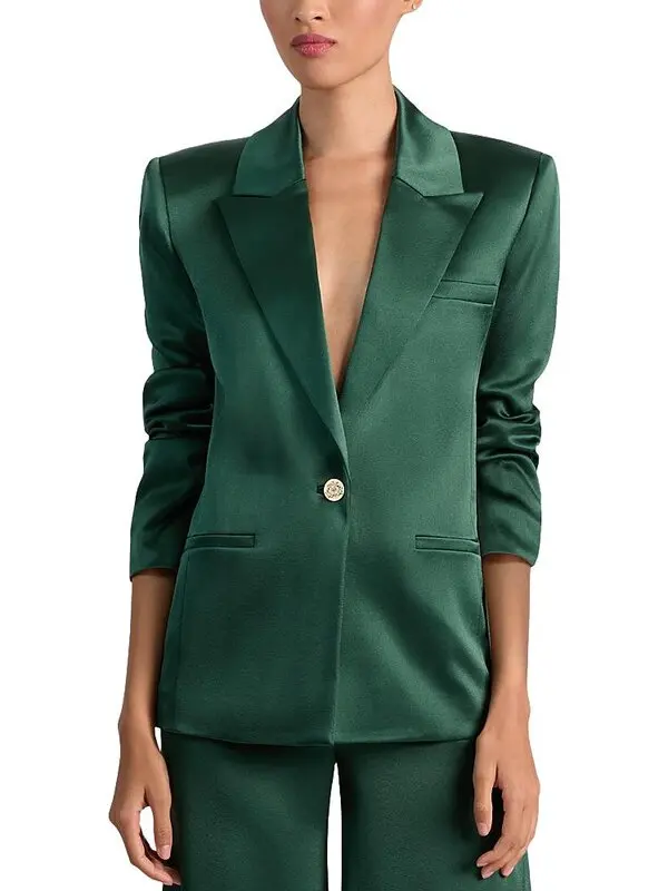 Alice + Olivia Silas Single Breasted Blazer - Green Mystique