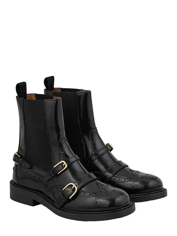 Sandro Buckled Leather Boots - Black