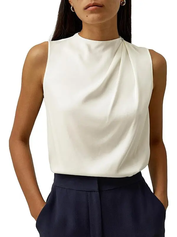 Lilysilk Sleeveless Minimalist Top - Natural White