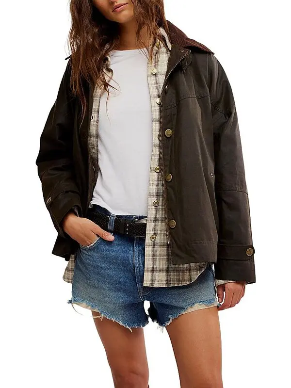 Free People Cori Waxed Jacket - Olive