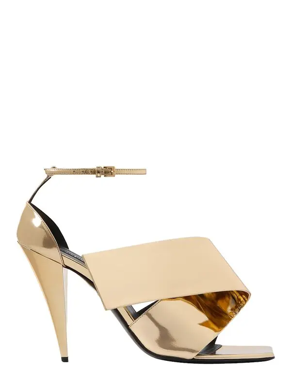 Givenchy Twisted Ribbon Metallic Leather Sandals - Golden