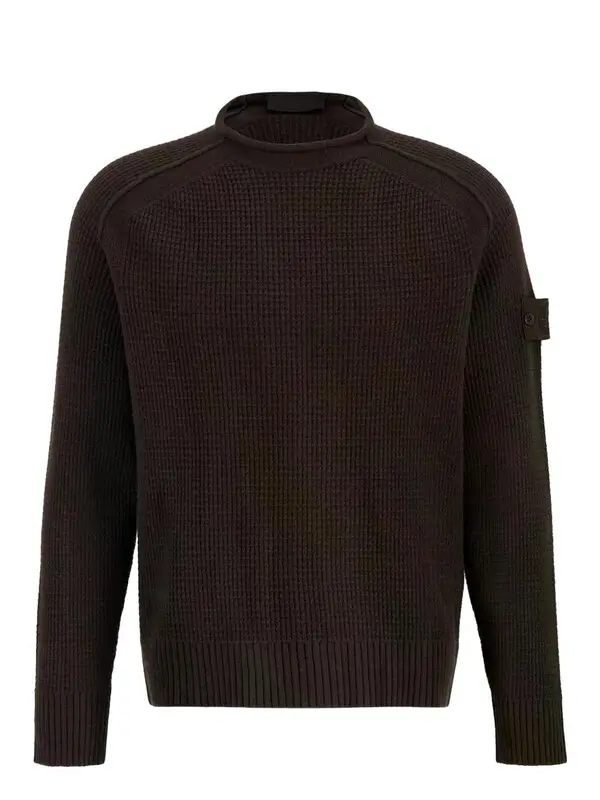 Stone Island Waffle-knit Crew-neck Sweater - Brown