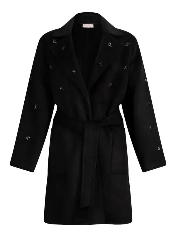 Liu Jo Jewel-embellished Coat With Patch Pockets - Black