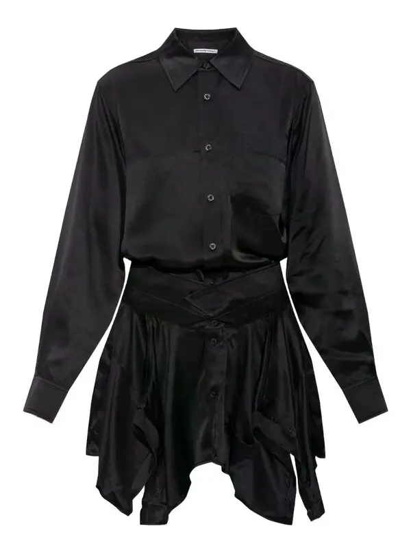 Alexander Wang Button-down Asymmetrical Mini Dress - Black