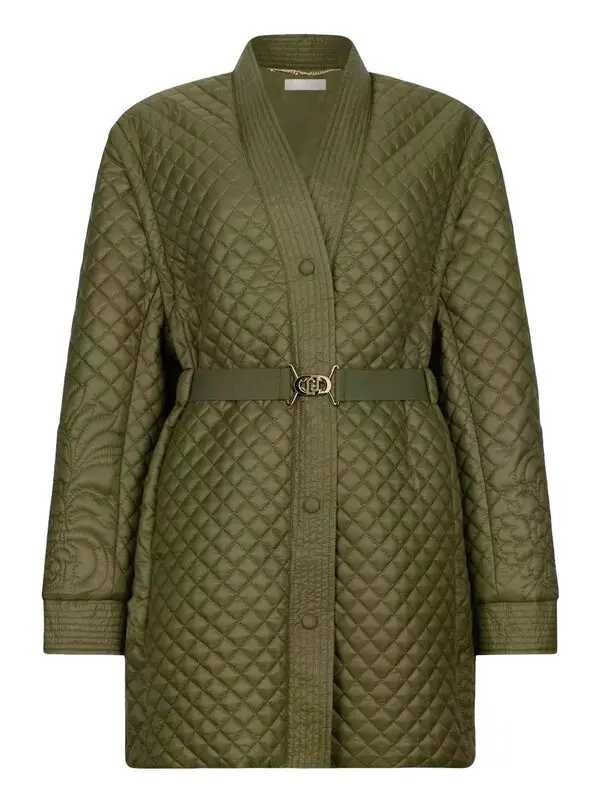 Liu Jo Quilted Embroidered Coat - Green