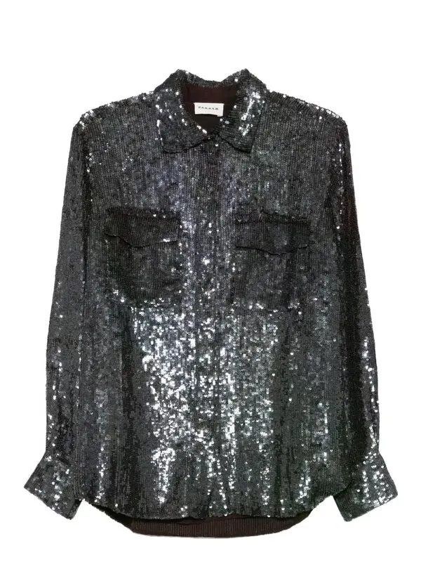 P.a.r.o.s.h Sequinned Pocket Shirt - Silver