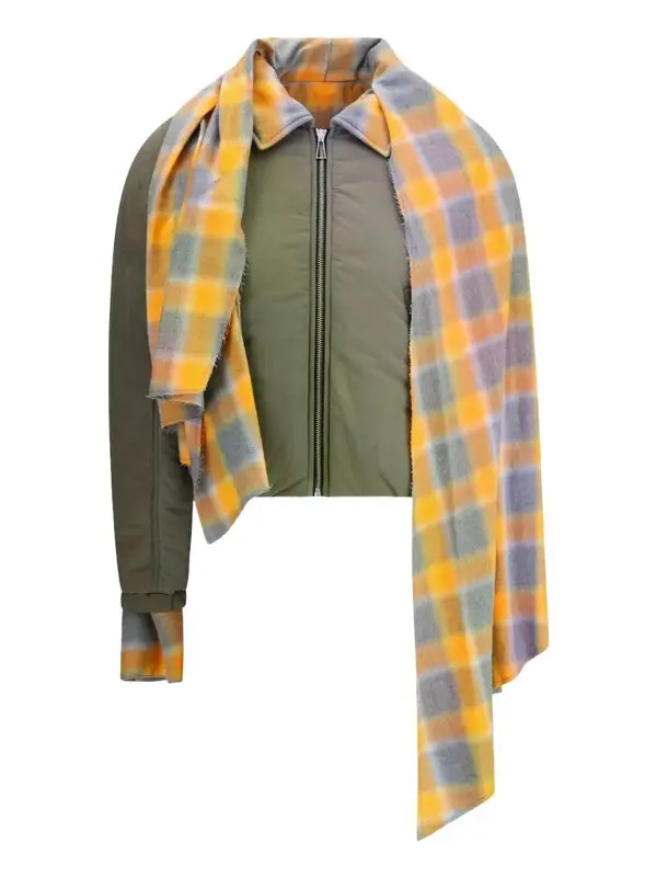 MARBELL Kirsten Plaid-trimmed Jacket - Green