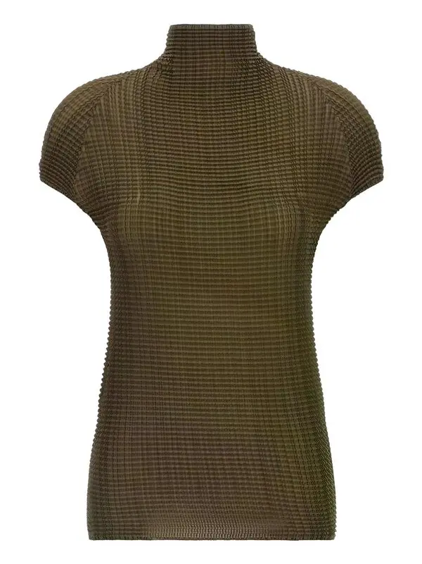 Issey Miyake Pleated High-neck T-shirt - Green