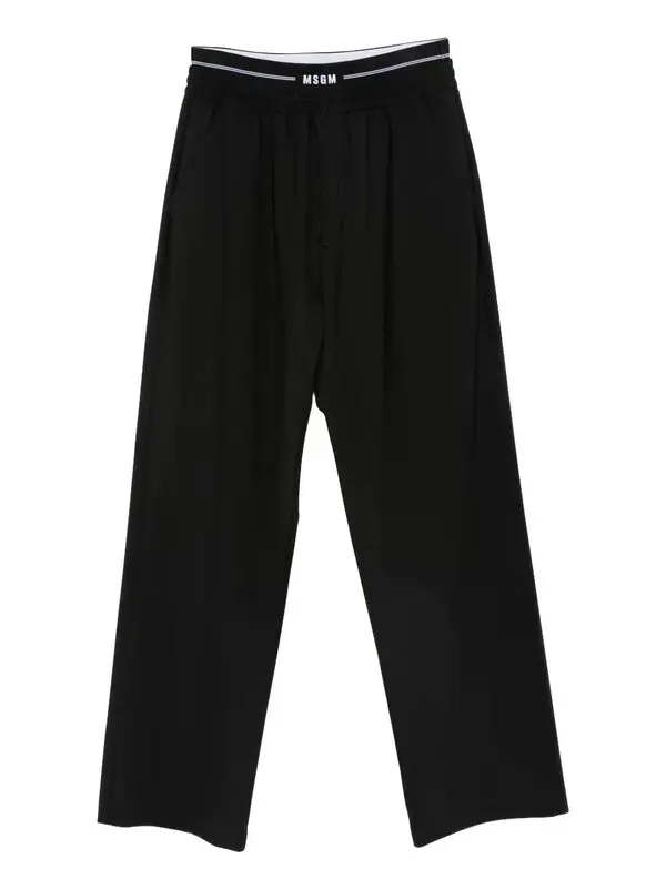 MSGM Logo-waistband Pants - Black