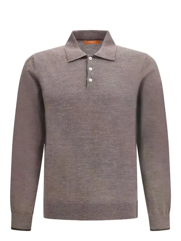 CRUNA Long-sleeved Knitted Polo Shirt - Grey