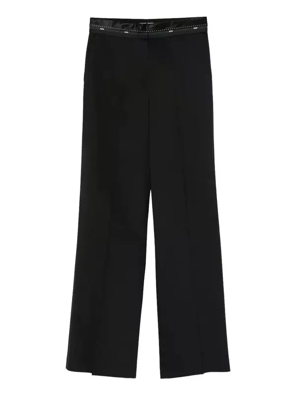 MSGM Satin-trimmed Straight Leg Pants - Black