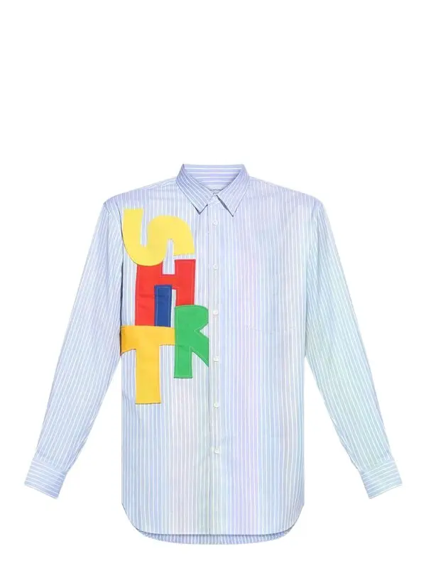 Comme Des Garçons Striped Appliqué Shirt - Blue