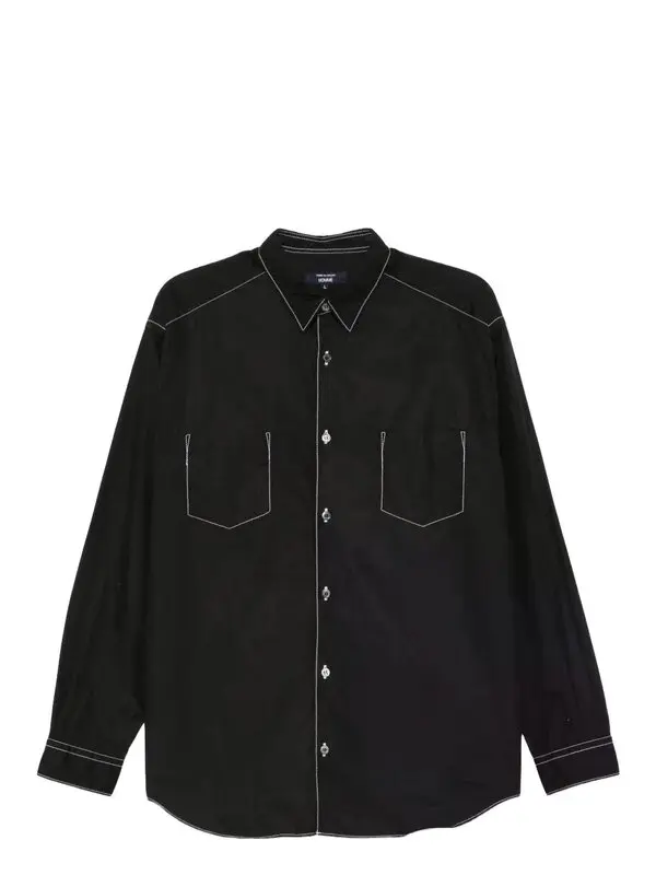 Comme Des Garçons Contrast-stitch Long-sleeve Shirt - Black