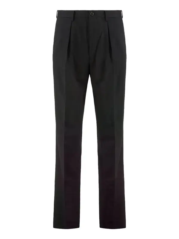 SLOWEAR Pleated Cotton Trousers - Black