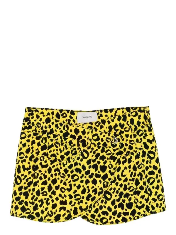 Coperni Leopard-print Wrap Mini Skirt - Yellow