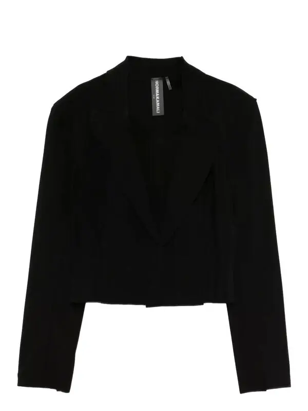 Norma Kamali V-neck Cropped Jacket - Black