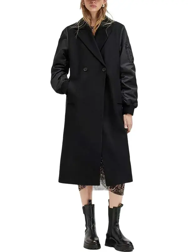 ALLSAINTS Double-breasted Bomber-sleeve Coat - Black