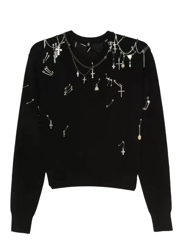 R13 Safety Pin Embellished Sweatshirt - Black