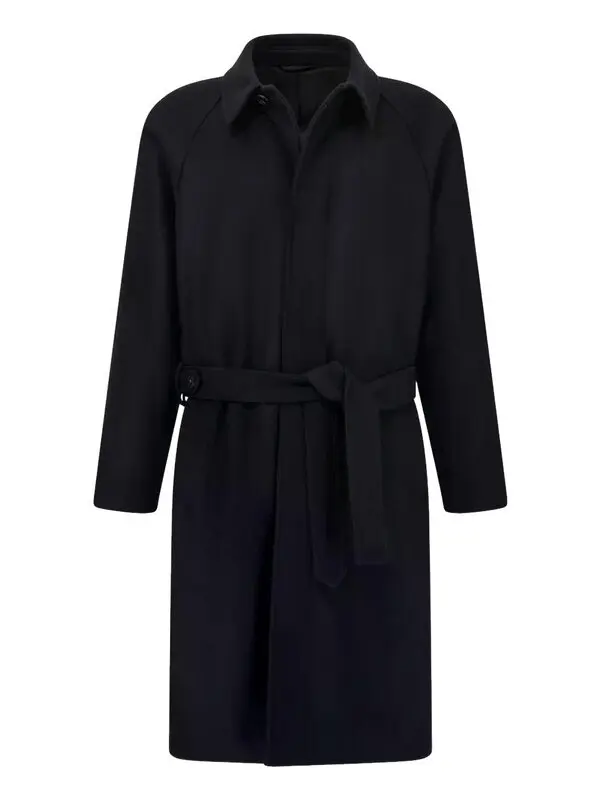 Boggi Milano Belted Single-breasted Coat - Black