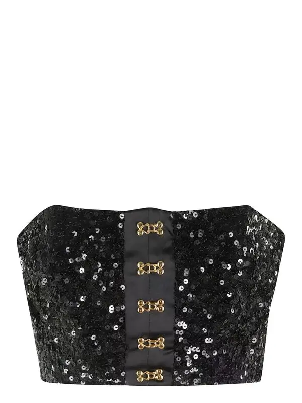 Elisabetta Franchi Embellished Cropped Top - Black