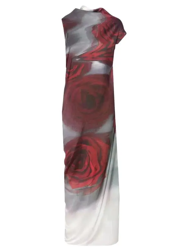 Jean Paul Gaultier Floral Print Asymmetrical Dress - Red