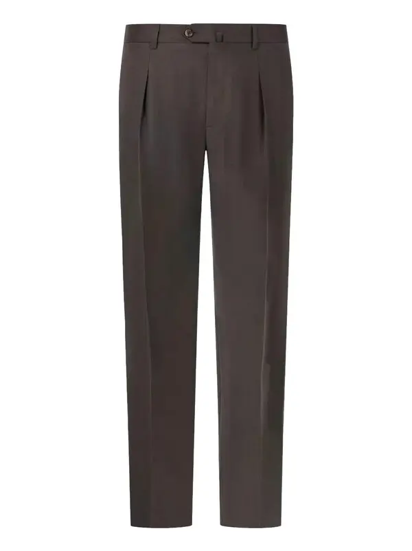 Boggi Milano Pleated Wool Straight-leg Trousers - Brown