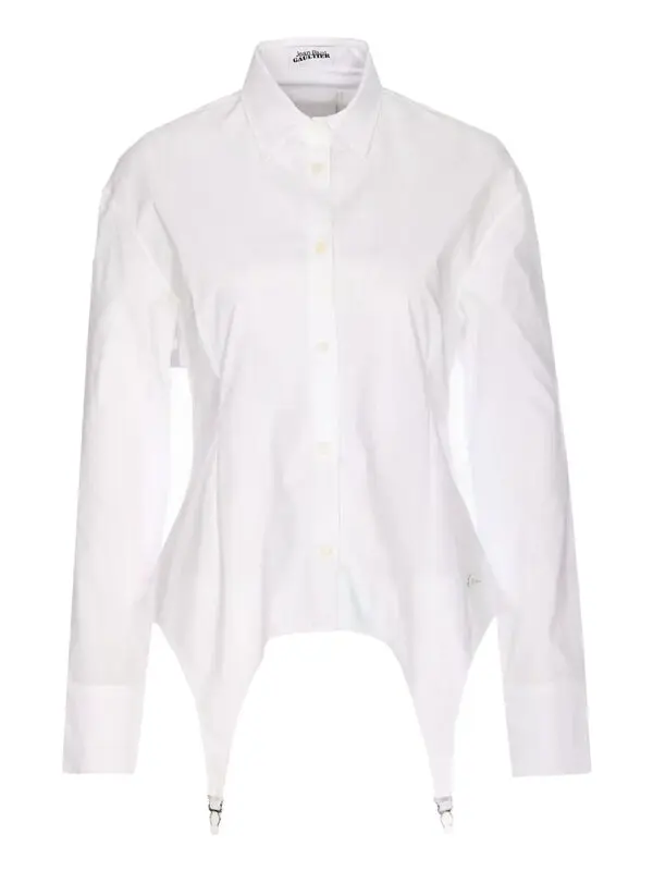 Jean Paul Gaultier Button-front Logo-plaque Shirt - White