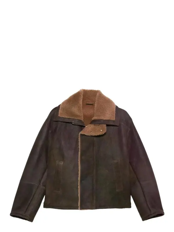 ARMA Shearling-collared Leather Coat - Brown