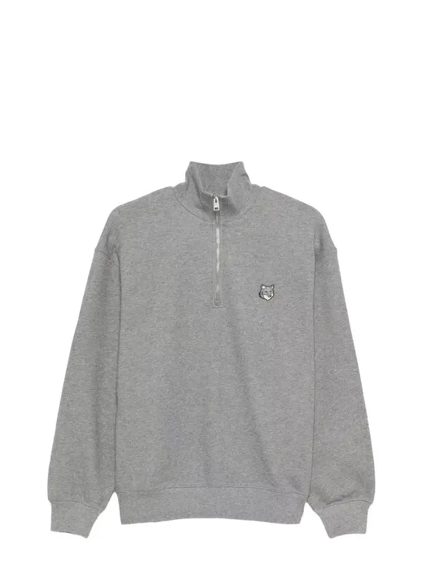 Maison Kitsuné Fox-head Half-zip Sweatshirt - Grey