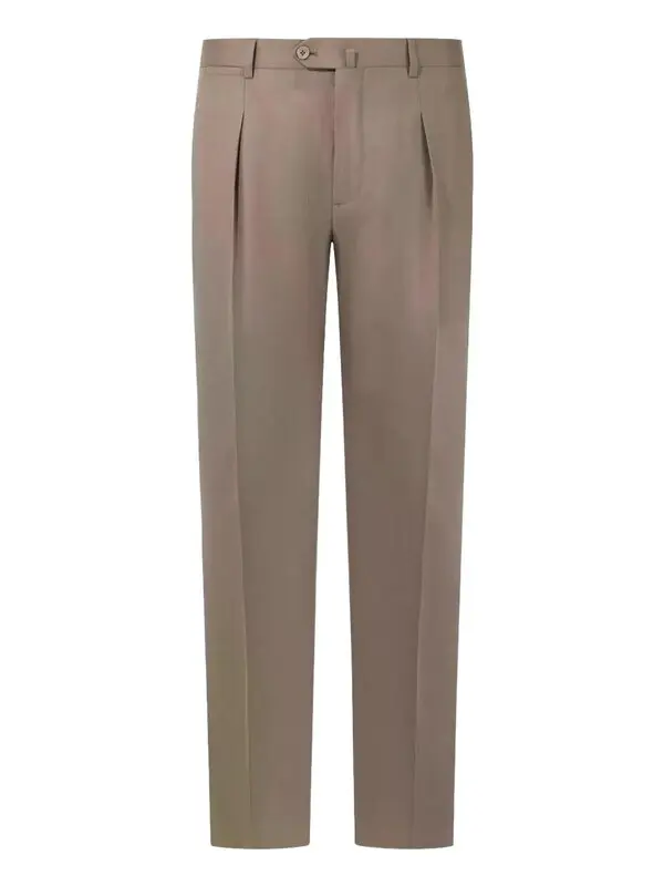 Boggi Milano Pleated Flannel Trousers - Neutrals
